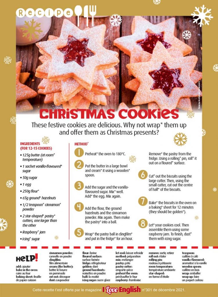 Recette en anglais : “Christmas cookies” - I Love English
